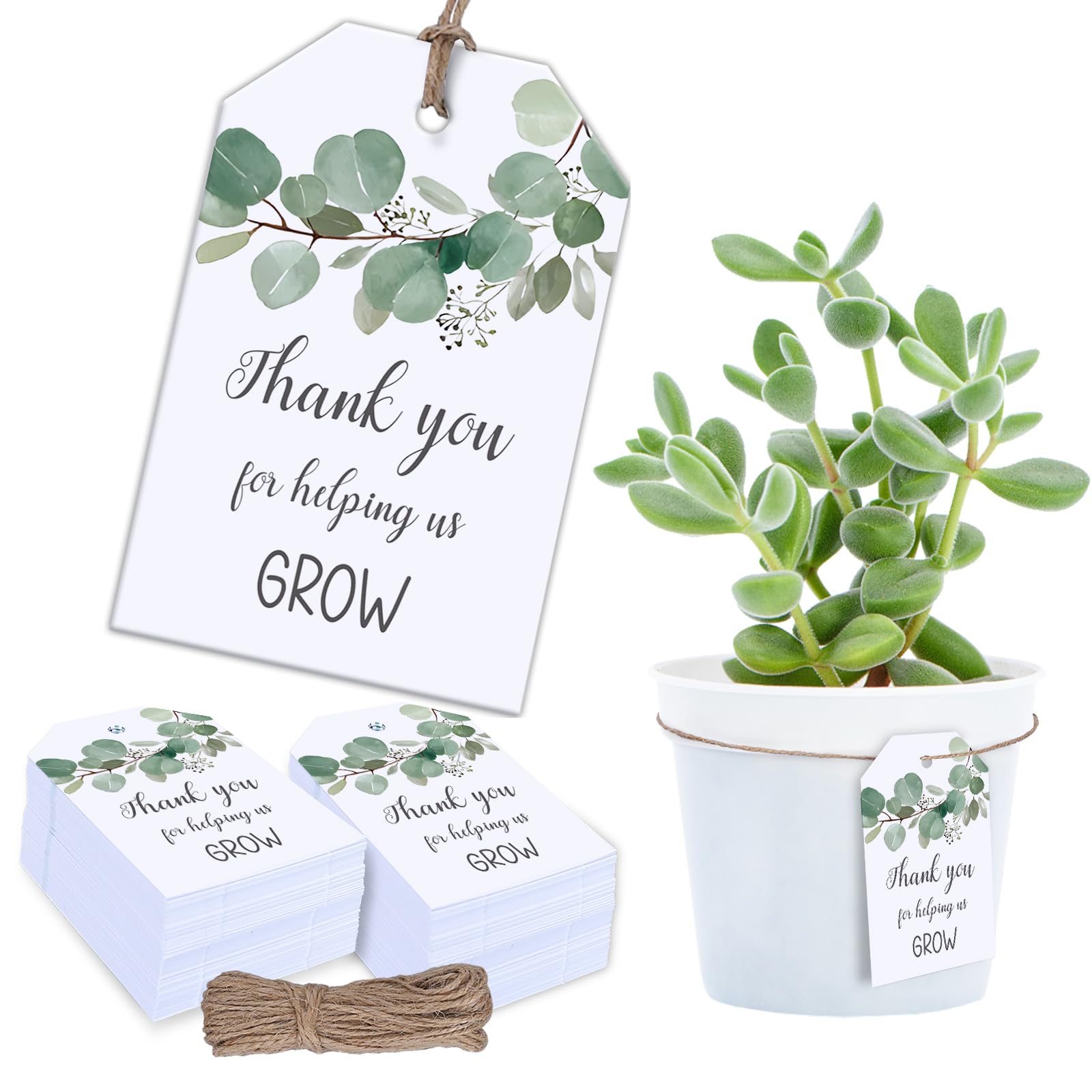 Amazon.com : JarThenaAMCS 100Pcs Thank You for Helping Us Grow Tags ...
