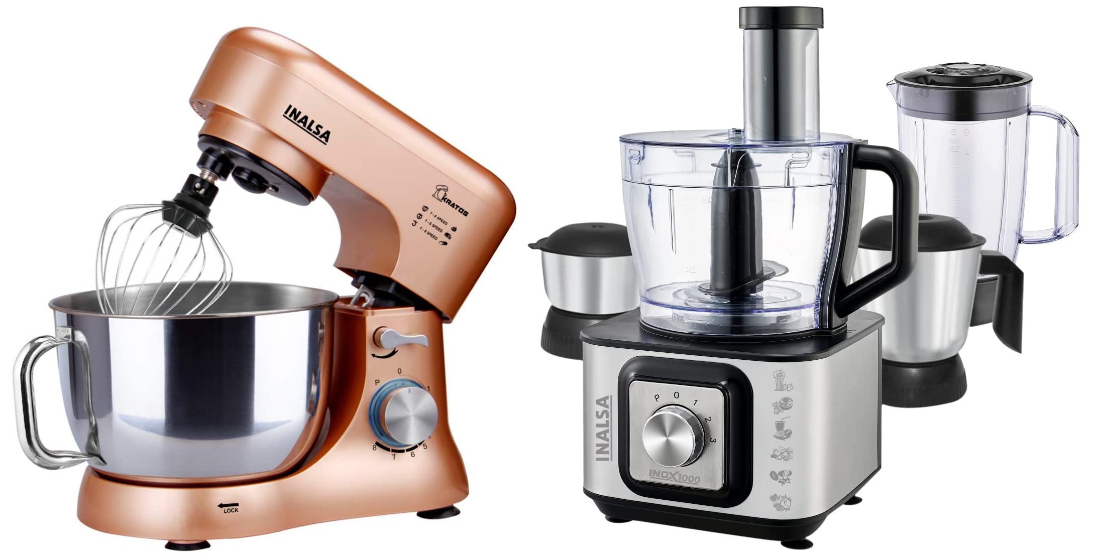 Buy Inalsa Stand Mixer Kratos-1000W with 5L SS Bowl| Includes Whisking ...