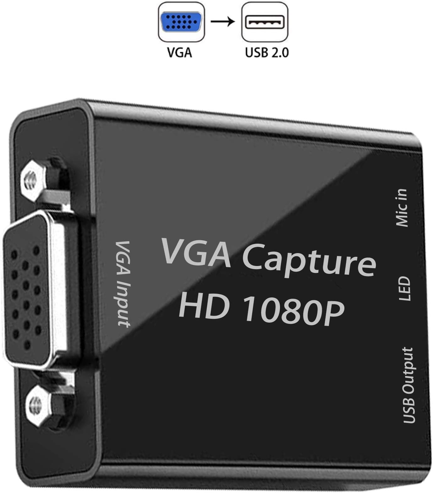 VGA Capture Card, VGA to USB Capture Device with Mic Input Support HD ...