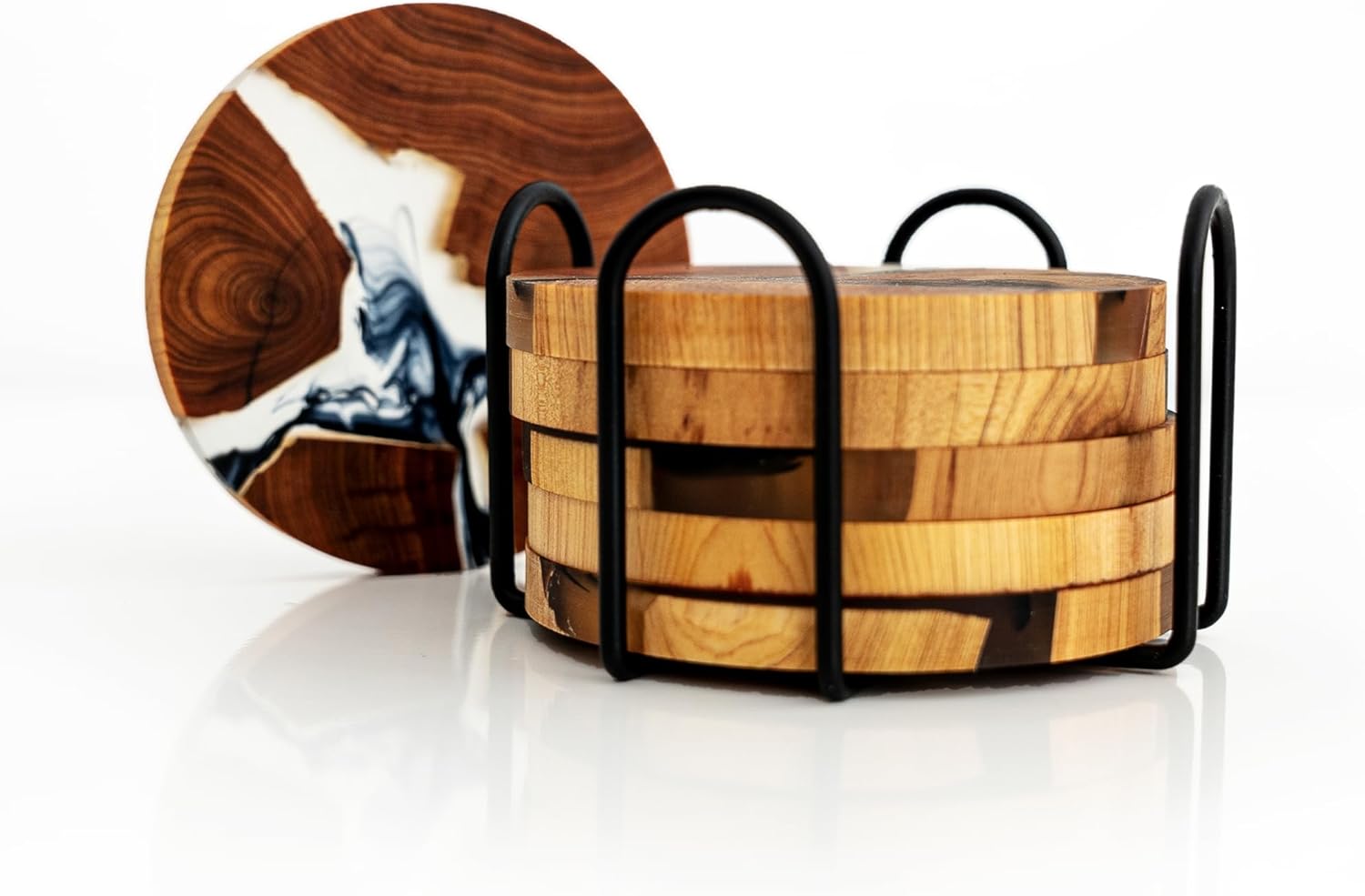 Amazon.com: Round Cedar Wood Coasters Set of 6 – Epoxy Resin Drink ...