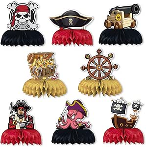 Amazon.com: YOOOOXV Pirate Party Honeycomb Centerpieces Pirate Birthday ...