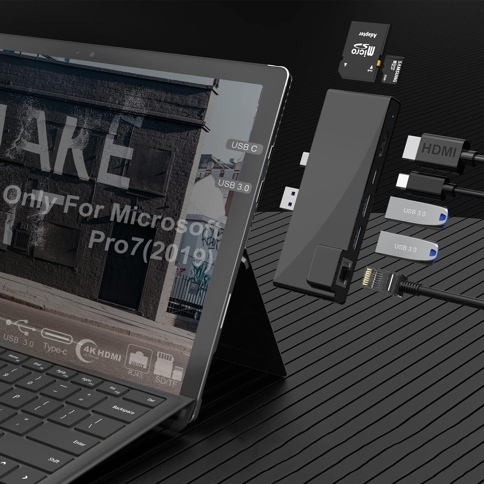 Surface Pro 7 Docking Station 7 In 1 Microsoft Surface Dock, Surface Pro 2019 Adapter with 4K ...
