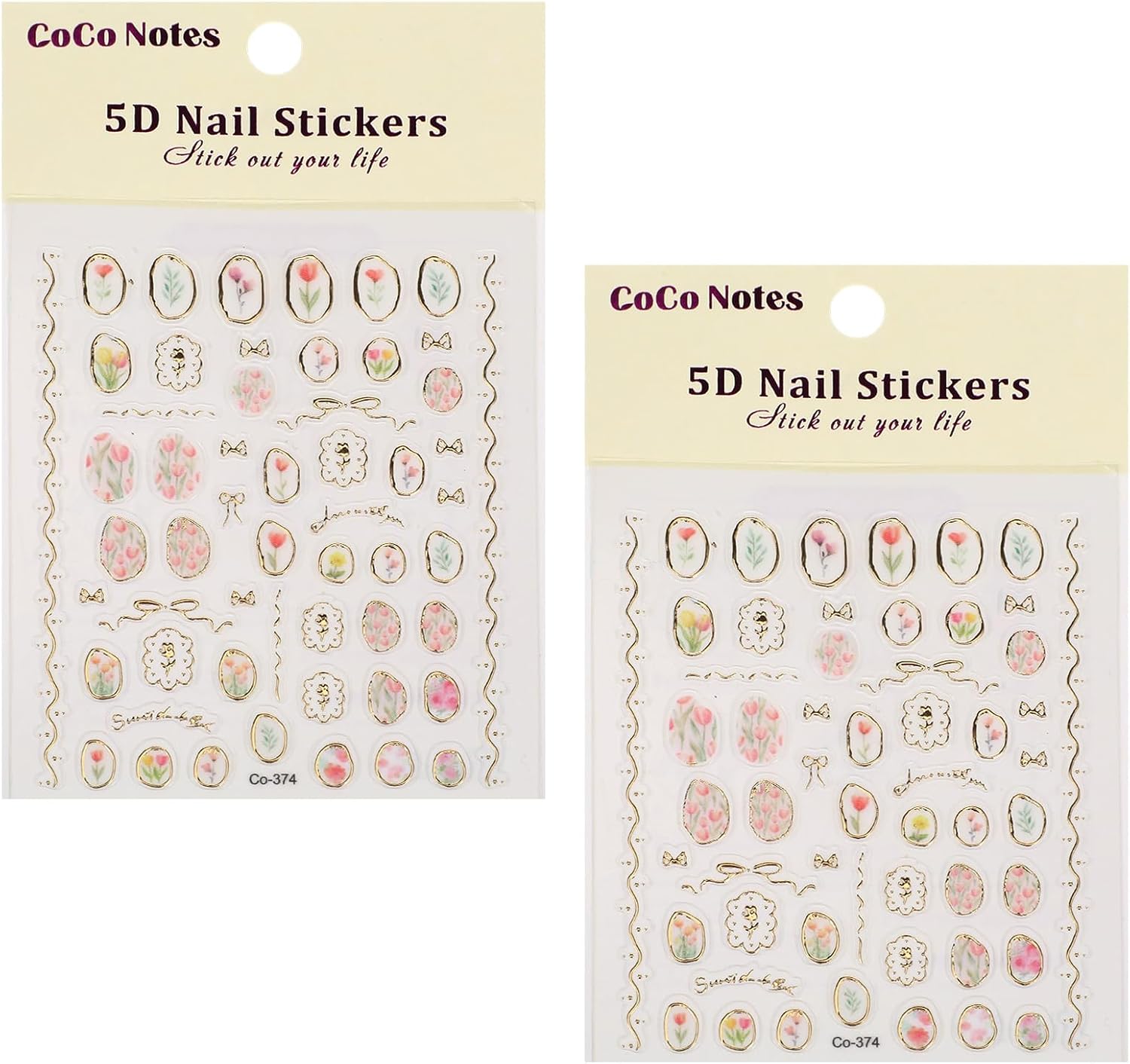 Amazon.com: KFHENSOMR 5D Embossed Flower Nail Art Stickers 2 Sheets ...