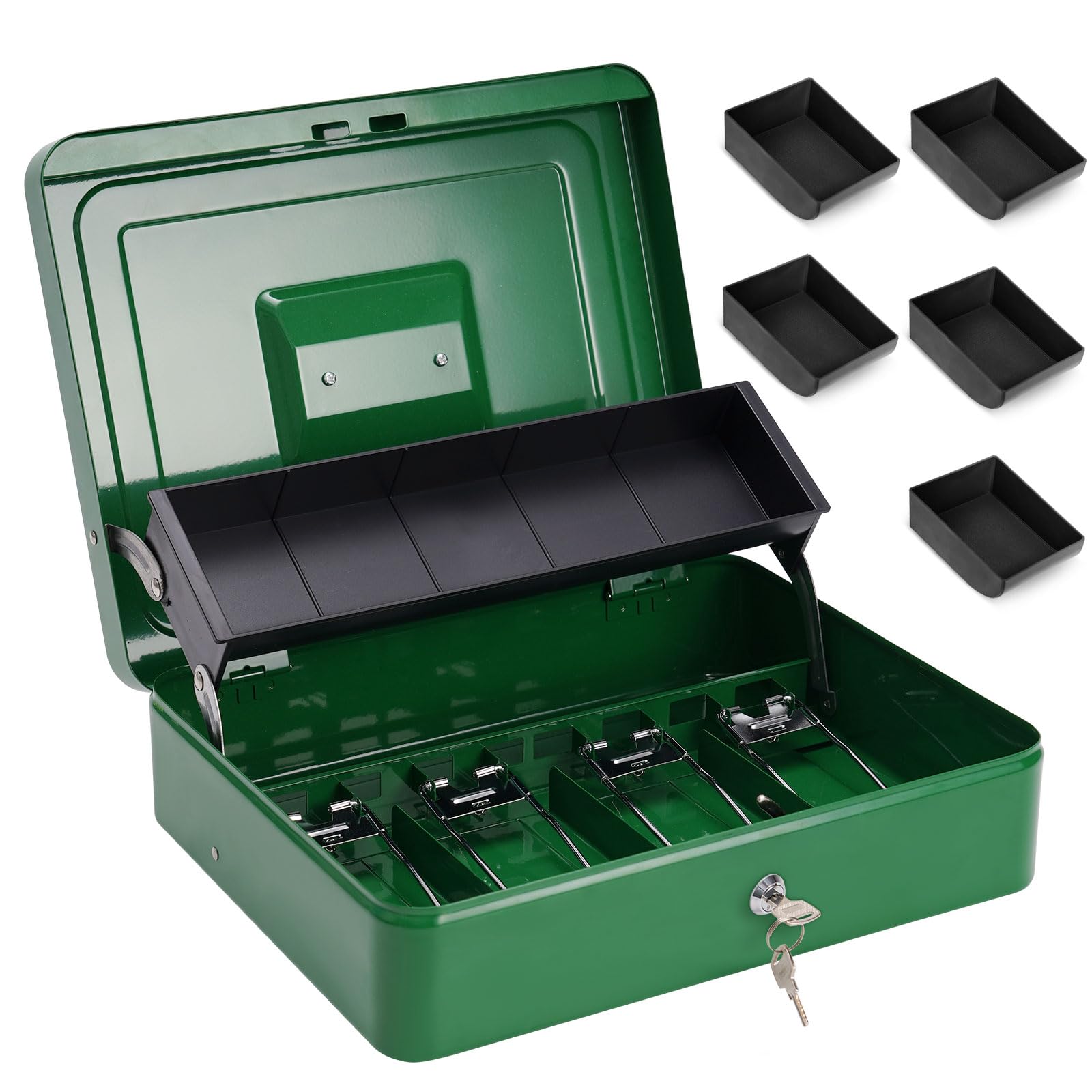 Amazon.com: Sgorlds Cash Box Metal Money Box with Tray & Key Lock ...