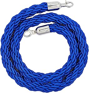 Twisted Rope Barrier - 1.5M Blue Queue Divider with Silver Snap Hooks ...
