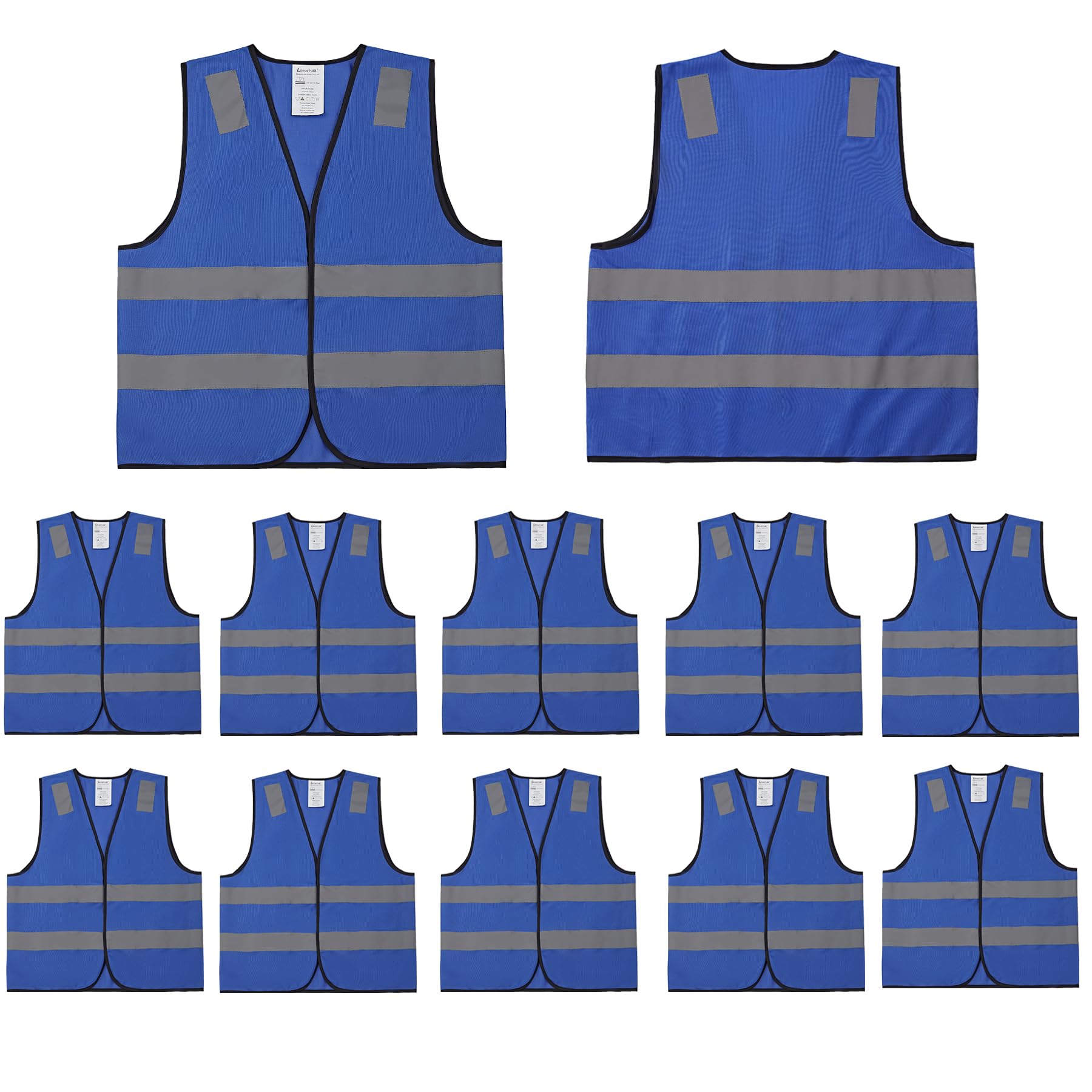 Lavori-AK Blue Safety Vests 10 Pack - Reflective High Visibility ...