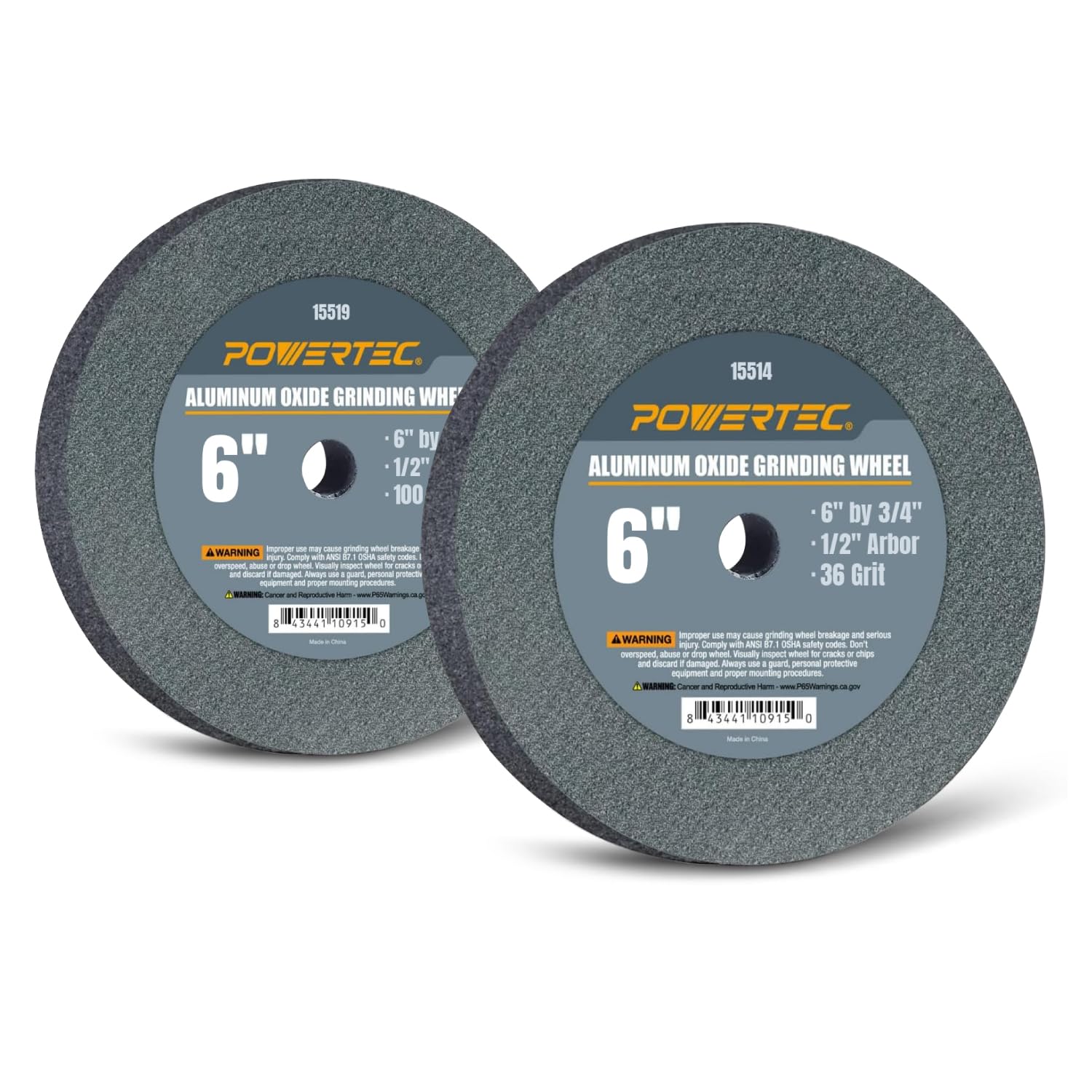 Amazon.com: POWERTEC Bench Grinder Wheel 6 Inch White 36 & 100 Grit ...