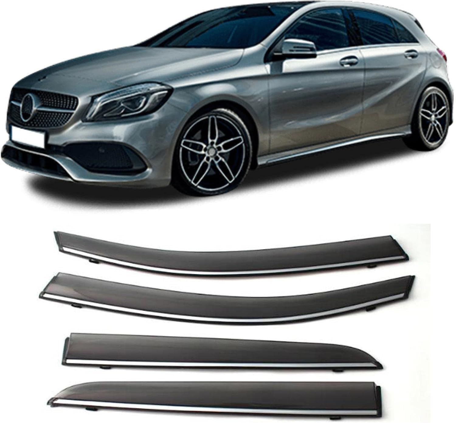 yuluxlh 4Pcs Car Wind Deflectors for Mercedes Classe A 2014 2015 2016 ...
