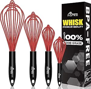 Amazon.com: HOTEC 4 Pieces Silicone Whisks Set, Wire Balloon Whisks Egg ...