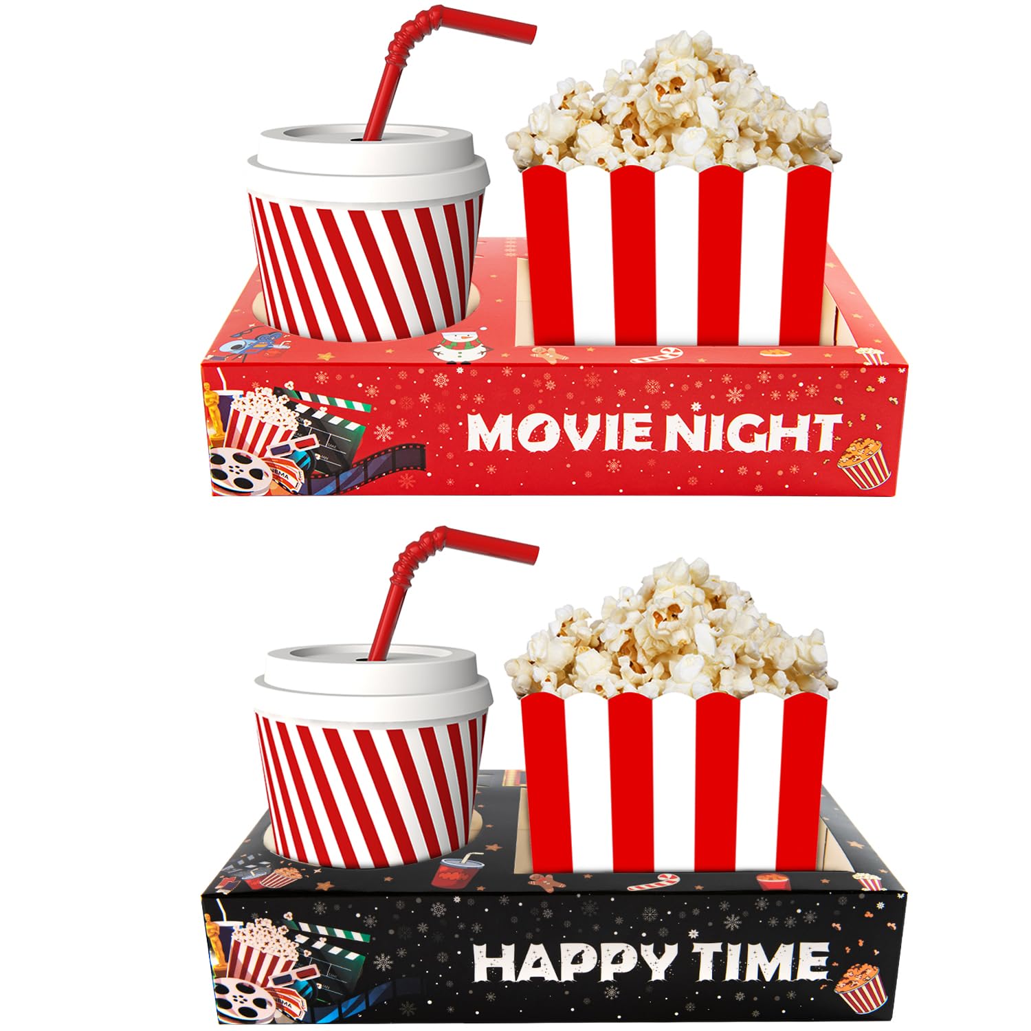 Amazon.com: Bssay 20 Pcs Christmas Movie Night Snack Trays Movie Night ...