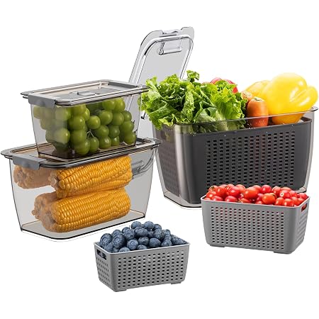 Amazon.com: LUXEAR 4 Pack Fruit Containers for Fridge, Vegetable ...