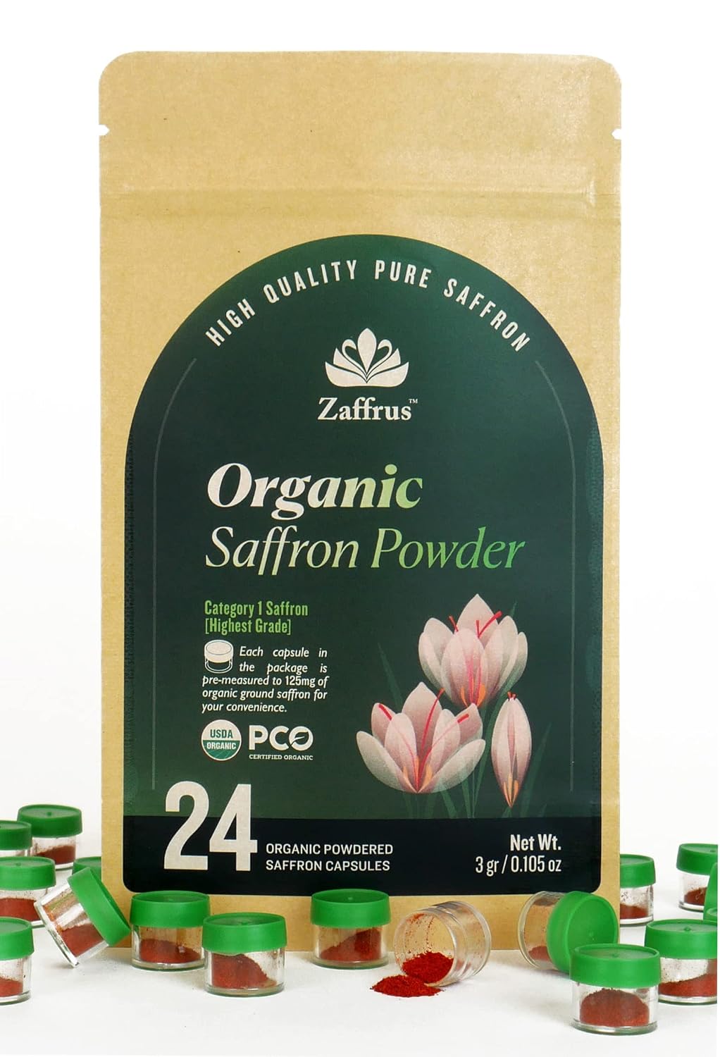 Amazon.com : Zaffrus - Certified Organic Premium Saffron Powder for ...