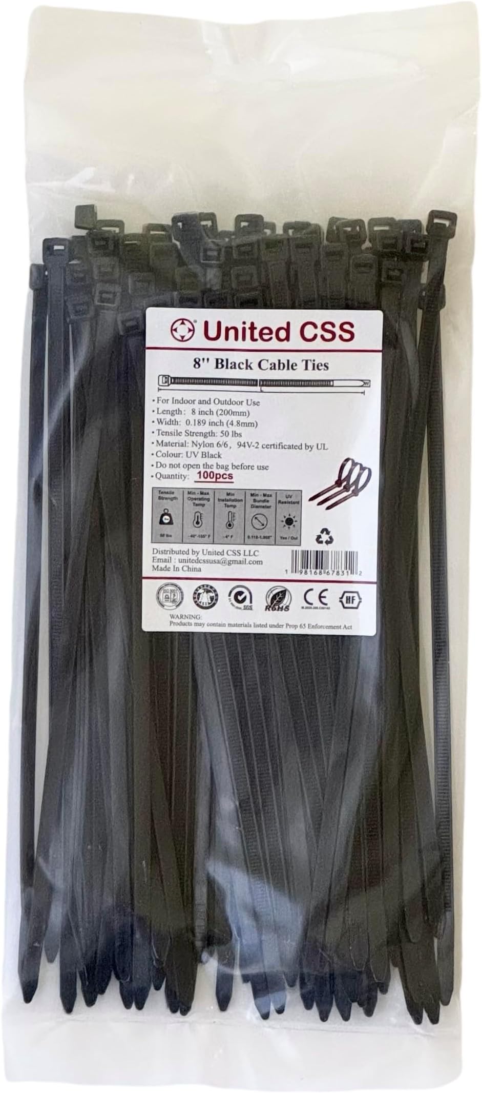 Amazon.com: Balabulala Black Metal Zip Ties with Stainless Steel Cable ...