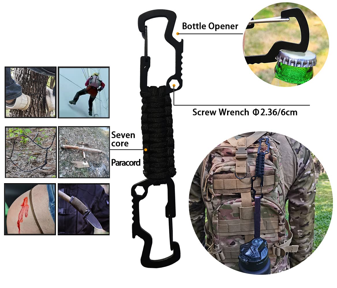 Daarcin 2pcs Paracord Keychain with Carabiner Clips,Survival Keychain ...