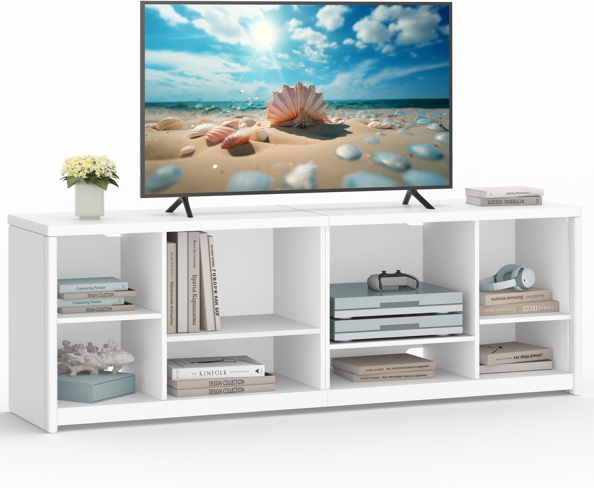 Amazon.com: GYIIYUO TV Stand with Fabric Drawer for 65 70 75 Inches TV ...