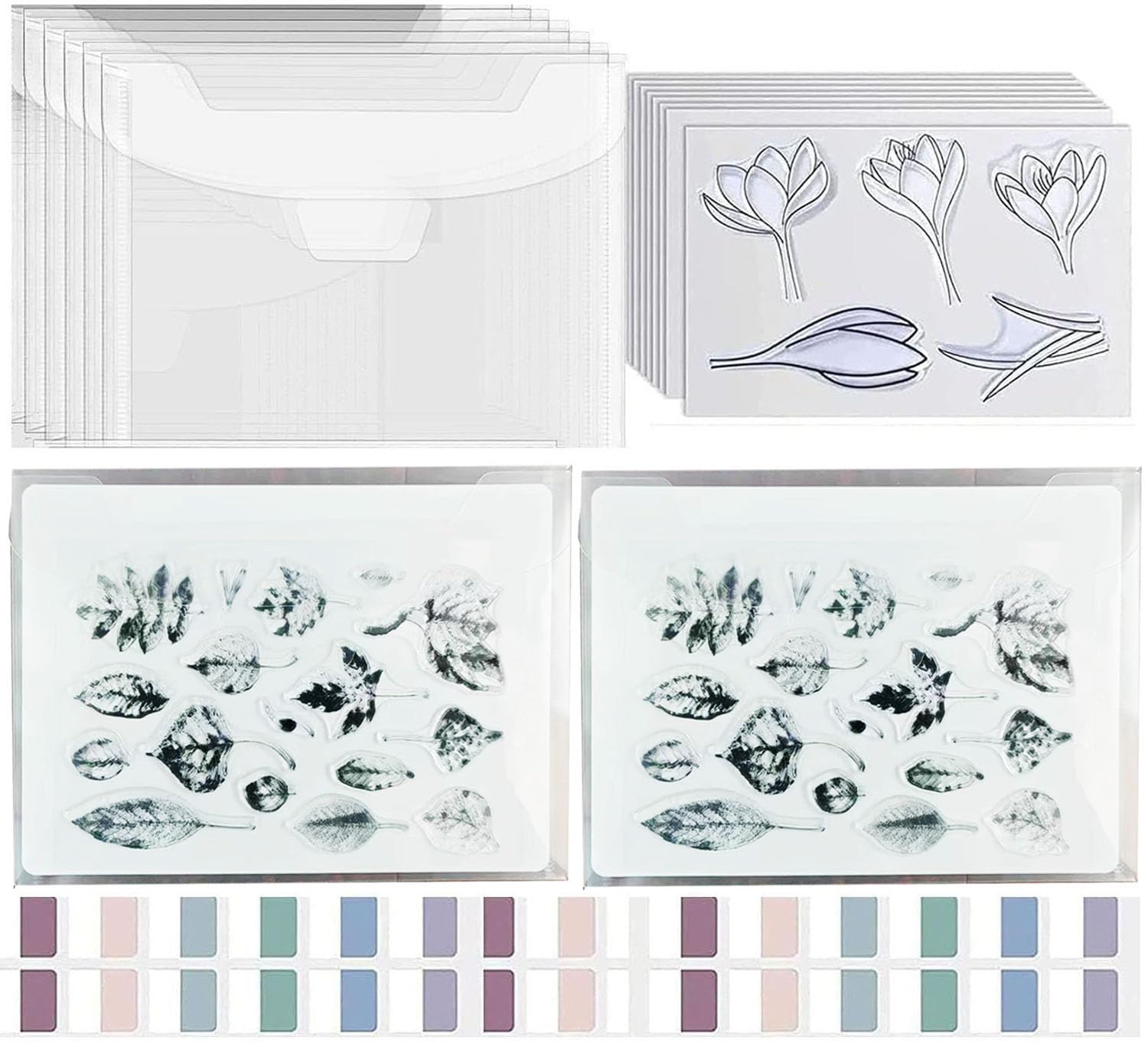 Amazon.com: 20 PCS Clear Stamps Storage Panels,Resealable Die Cut ...
