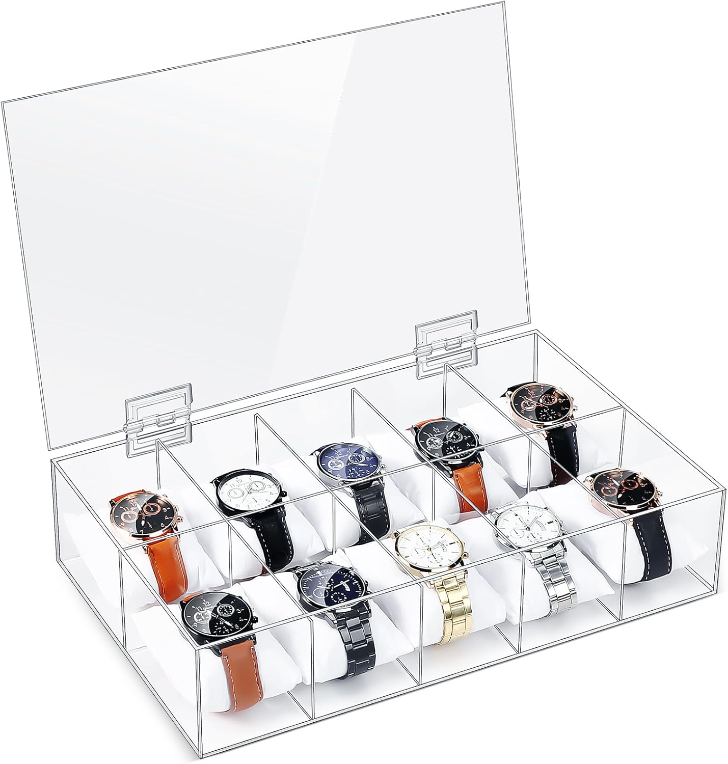 Amazon.com: DoubleFill Acrylic Watch Display Case 10 Slot Watch Box ...