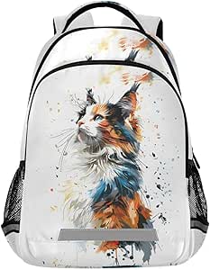 Amazon.com | Cat Backpack for Students Boys Girls Watercolor Cat School ...