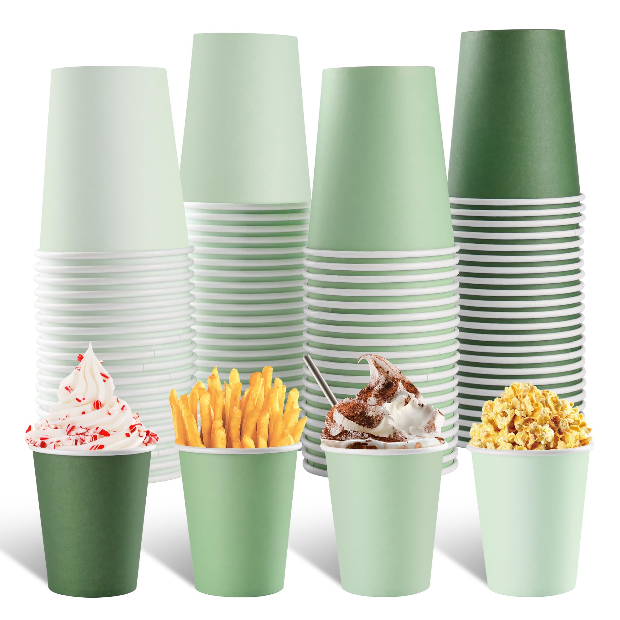 Amazon.com: AimFun 100 Pcs Sage Green Paper Cups 9oz Disposable Coffee ...