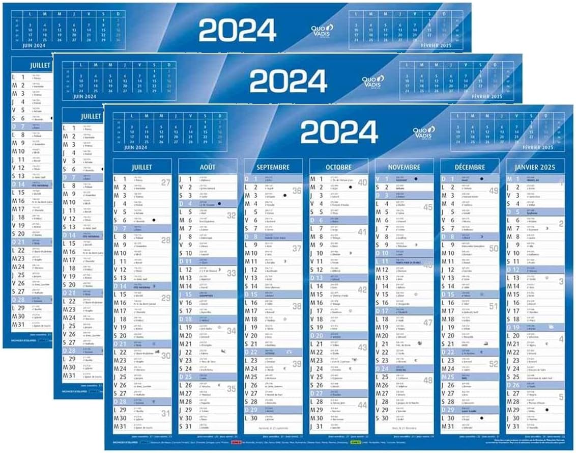 QUO VADIS Calendrier de banque format 135 x 180 mm Bleu : Amazon.fr ...