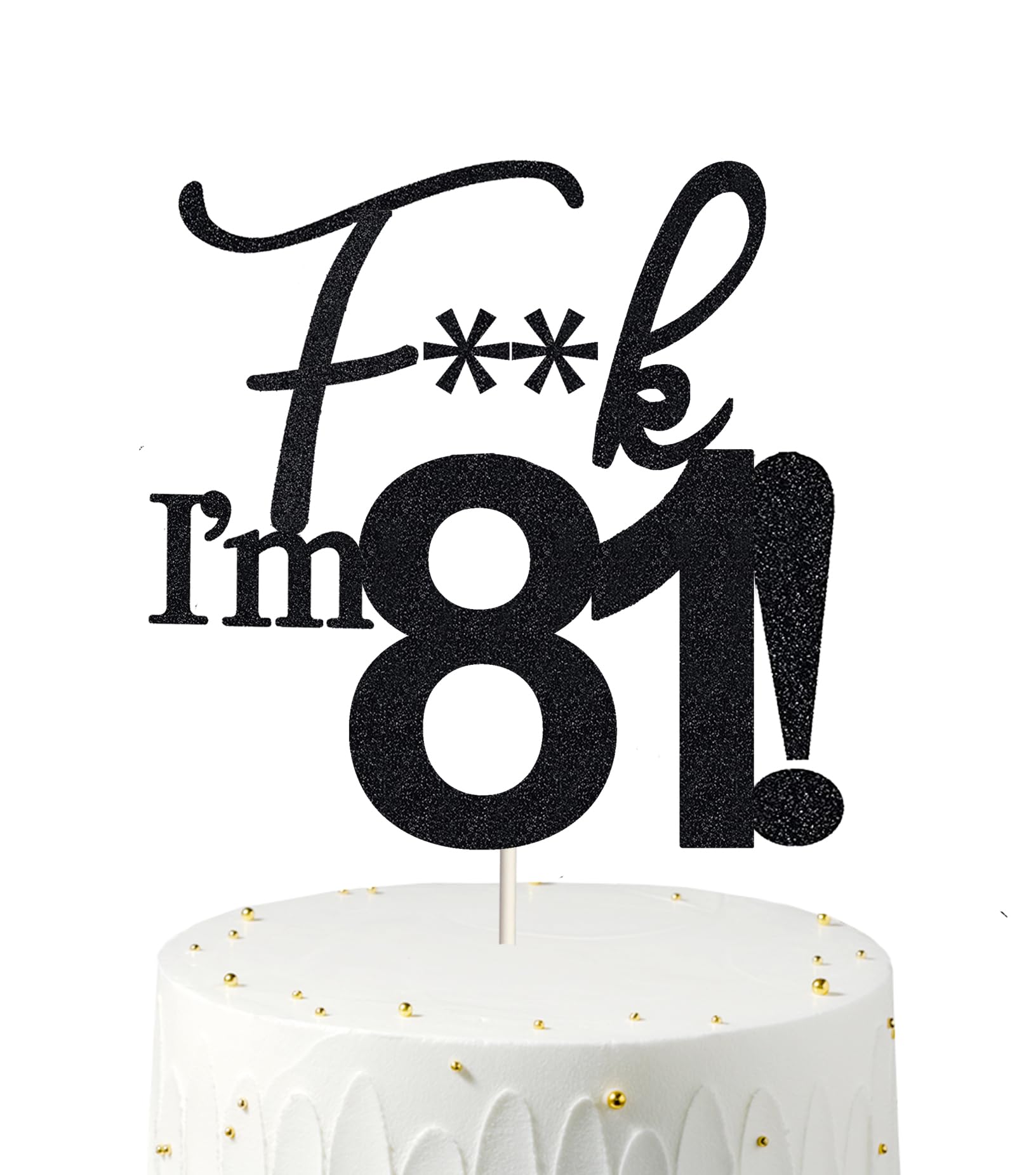 Snapklik.com : 81 Birthday Cake Toppers - Black Glitter