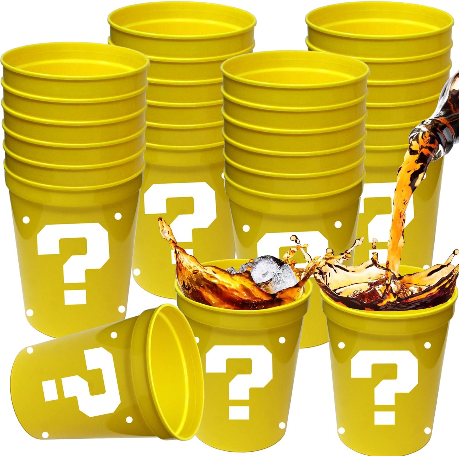 Amazon.com: 24 Pcs Mario Party Cups Sports Plastic Cups 12 OZ Yellow ...