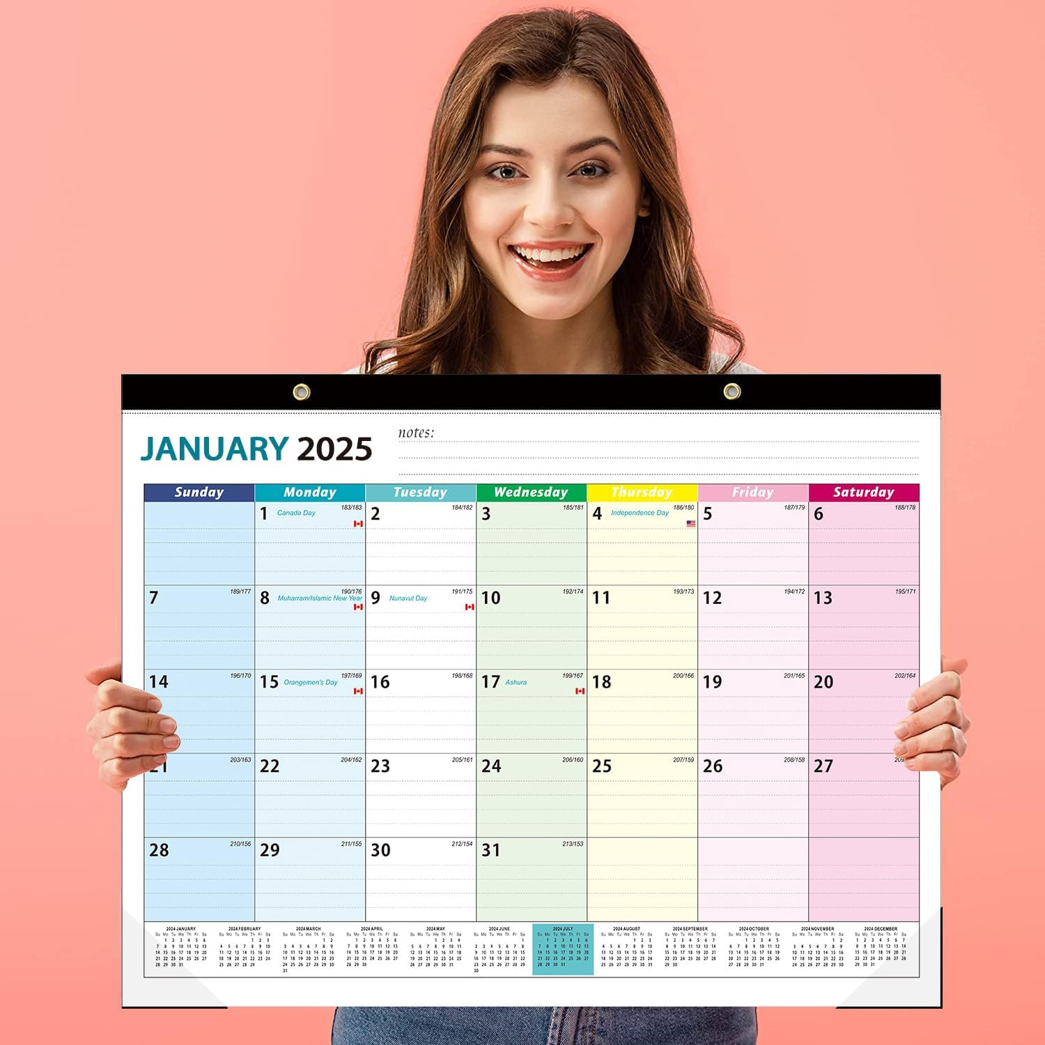 Large Wall Calendar 2025-2026 & Desk Planner 21.96 x 16.96 Inches, July ...