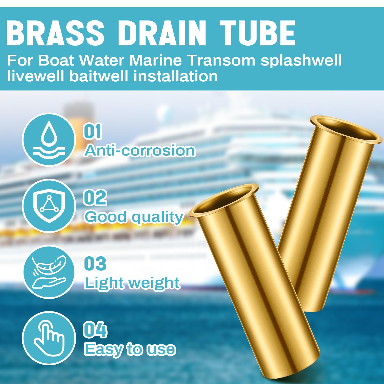 Snapklik.com : 3 Pcs Brass Drain Tube 3 X 1 Inches Boat Drain Tube Plug ...