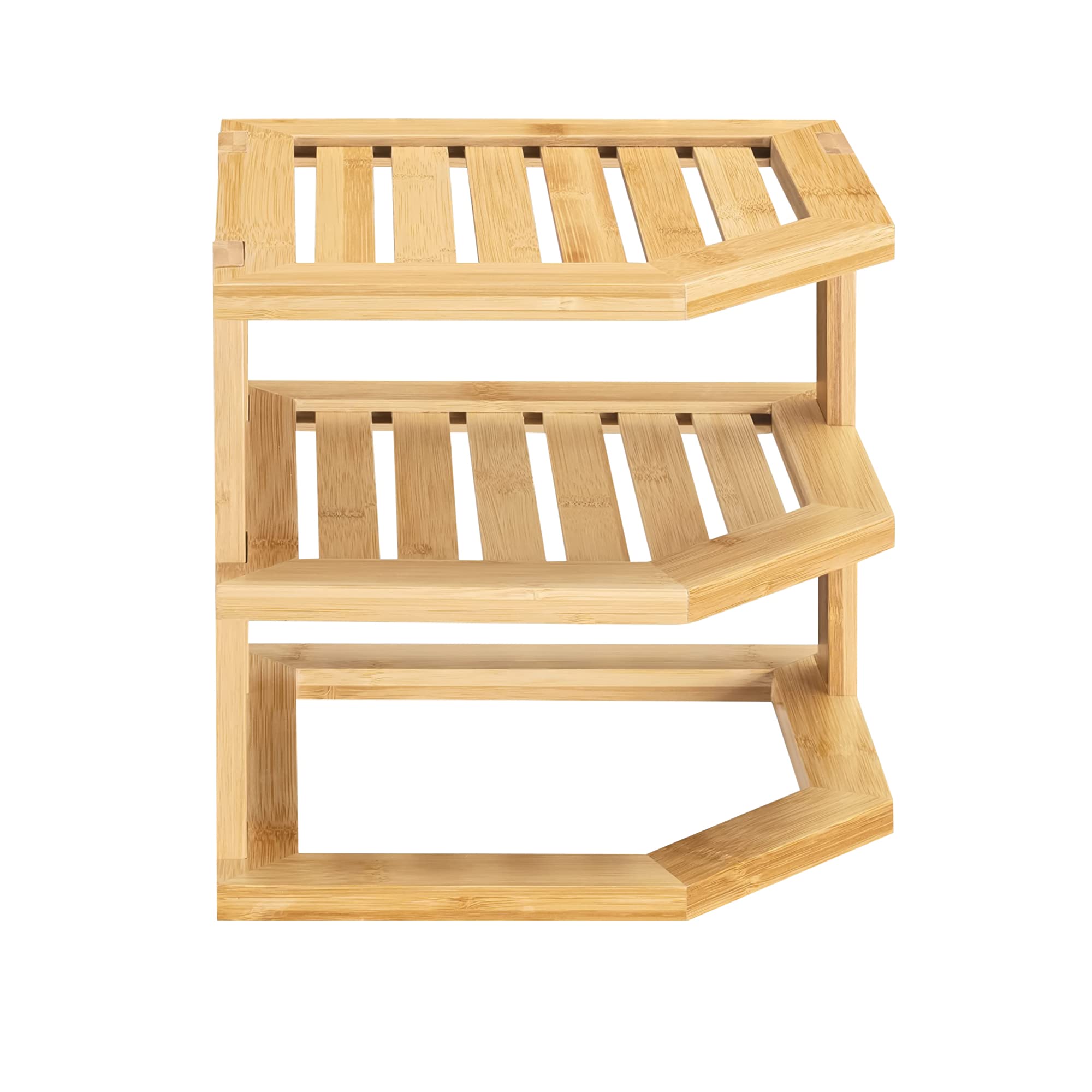 VIVAAS 3 Tier Bamboo Corner Shelf | Cabinet & Pantry Kitchen ...