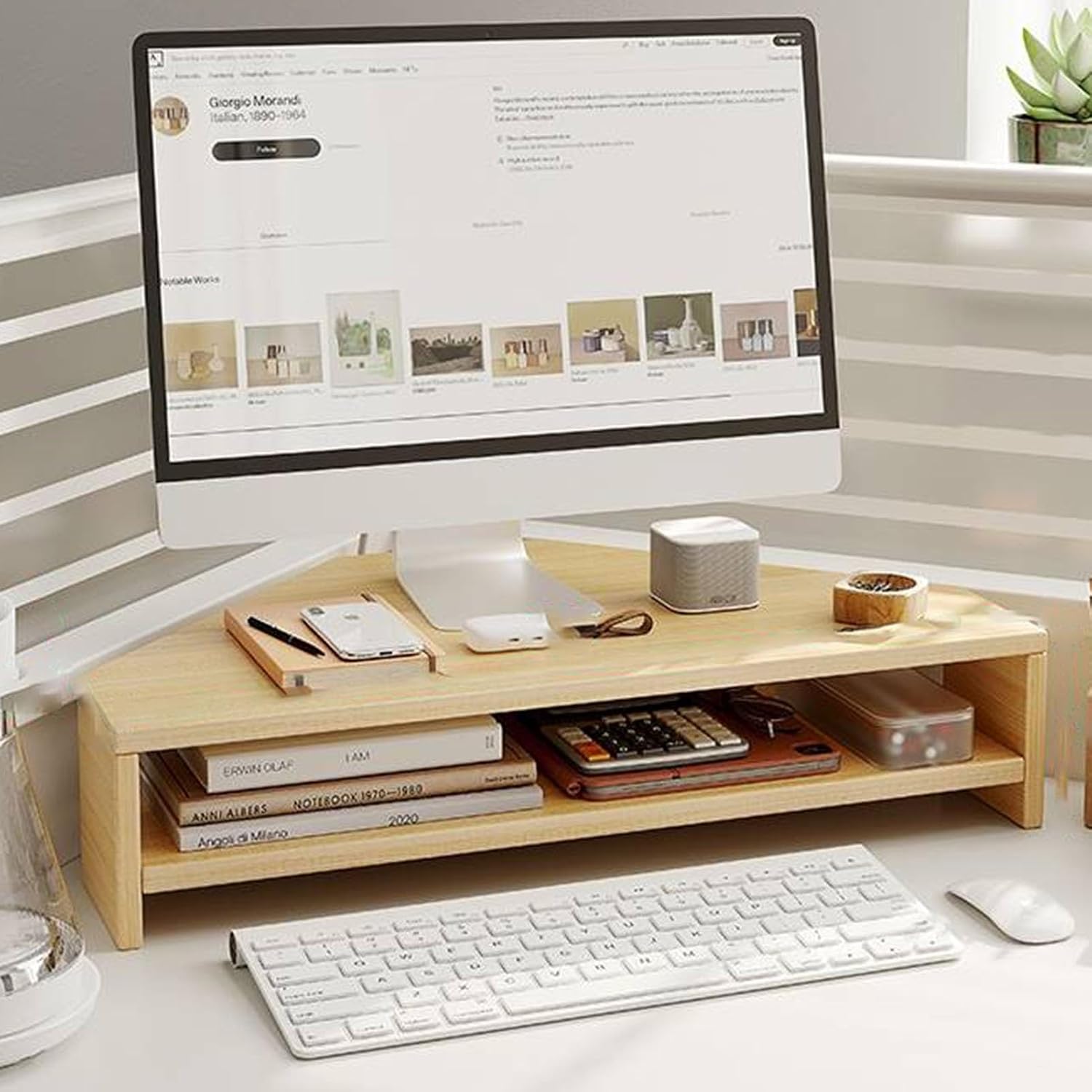 Amazon.com: Kunovo Triangle Monitor Stand with 2 Tiers Storage, 5" High ...