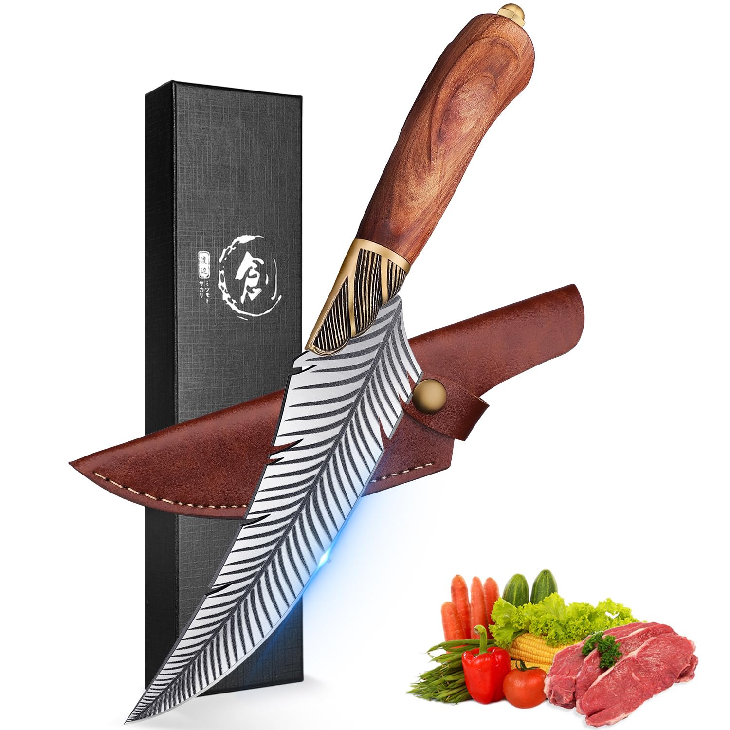 Dream Reach Feather Knife Handmade Chef Knife with Sheath Kitchen ...
