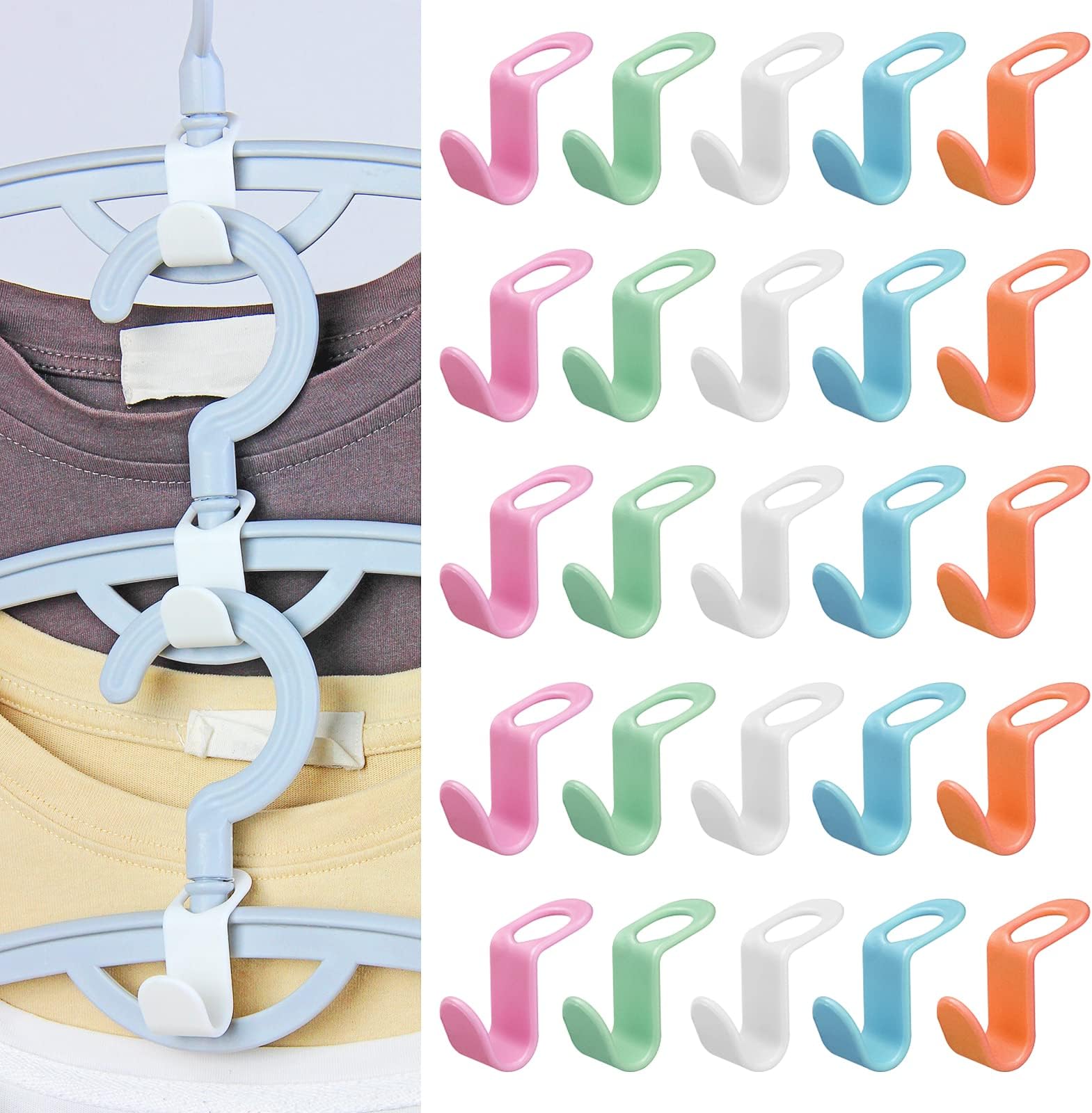 Amazon.com: Muazida 50 Pcs Clothes Hanger Connector Hooks, Hanger Hooks ...