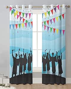 Amazon.com: HilariousM Graduation Party Sheer Curtains 90 Inches Long ...