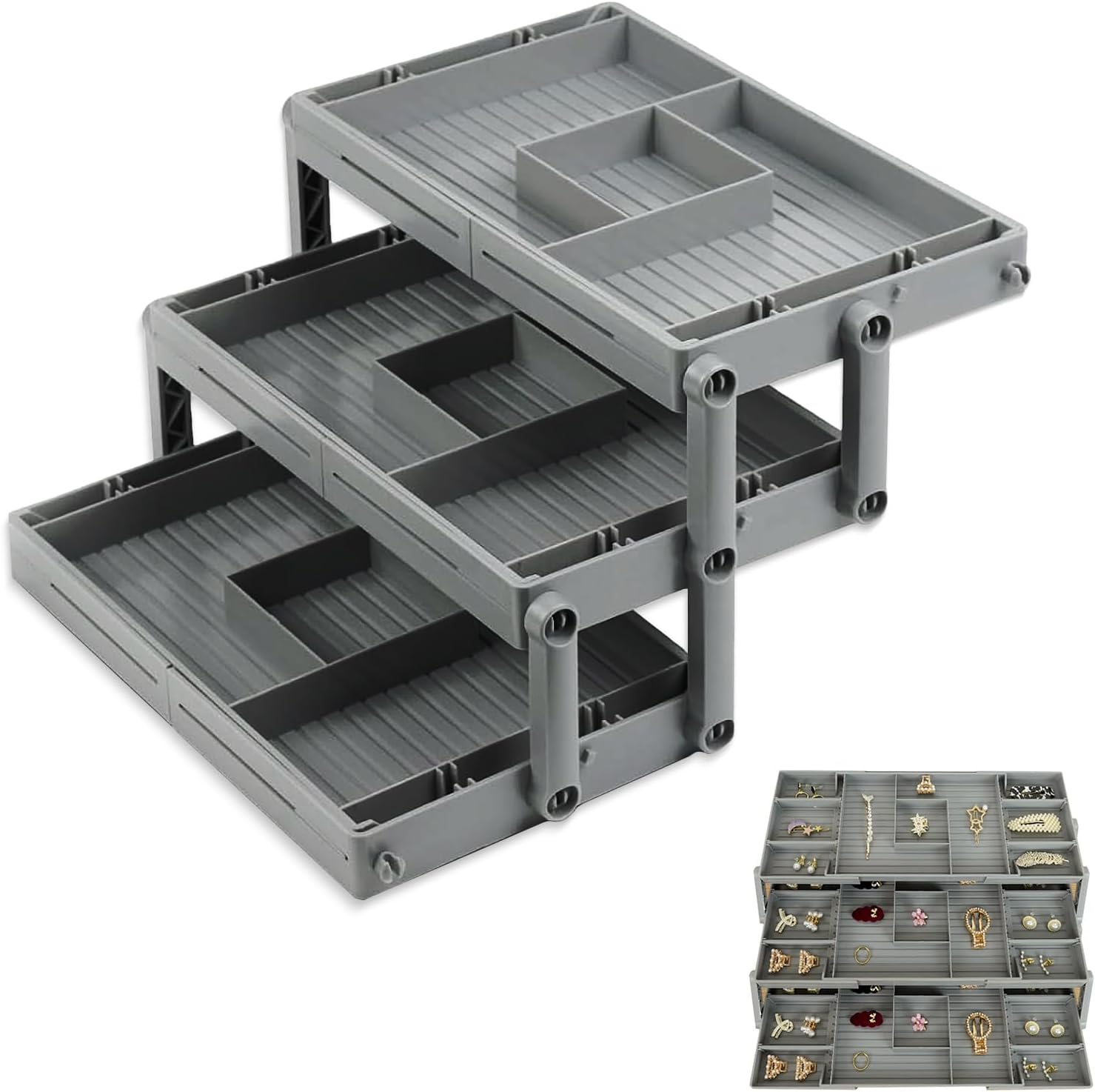 Amazon.com: DZHPSRSZ 3 Tier Drawer Organizer,Expandable Drawer ...