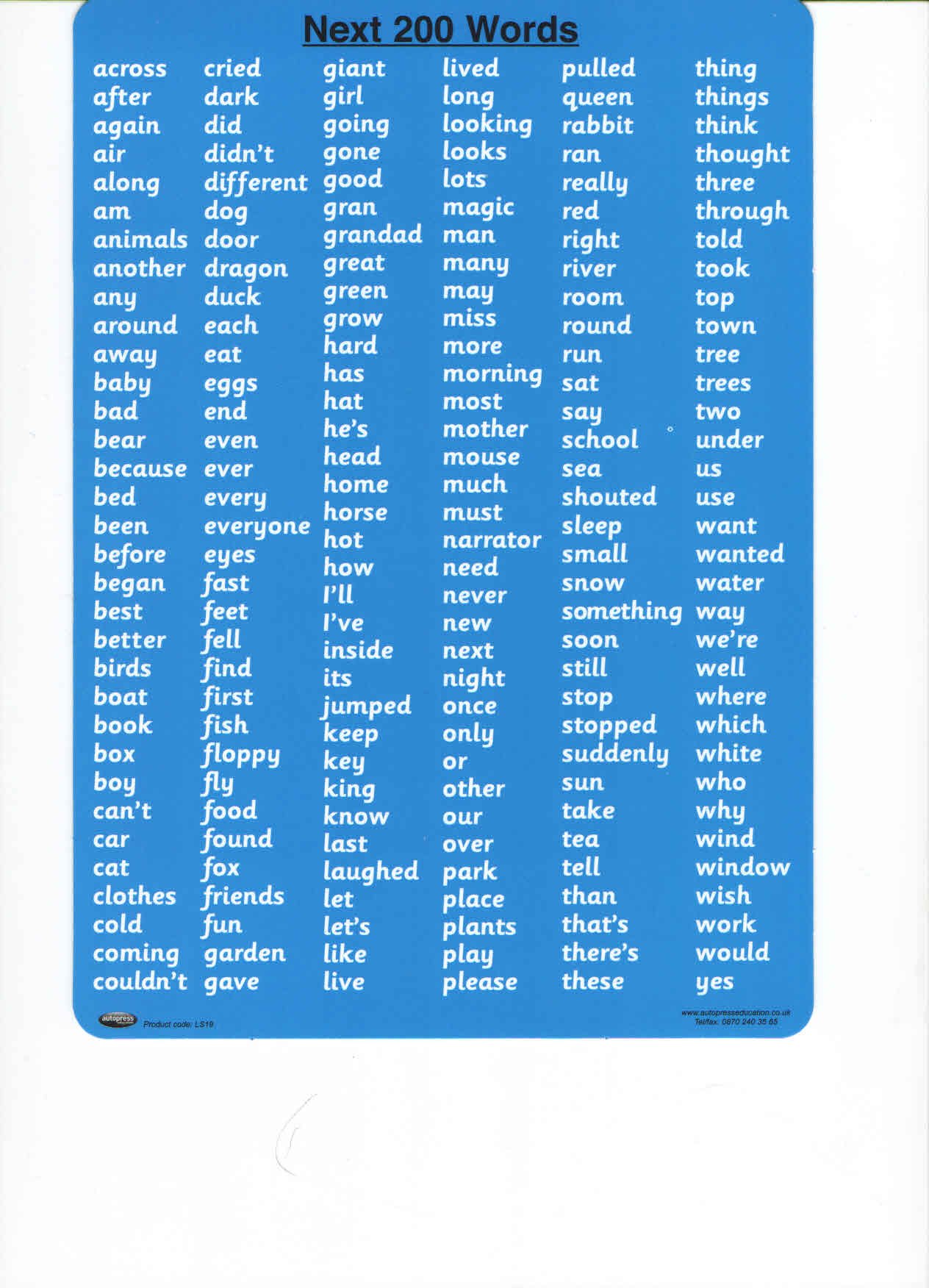 Buzz High Frequency Words Laminated PUPIL CHART - High Frequency Words ...