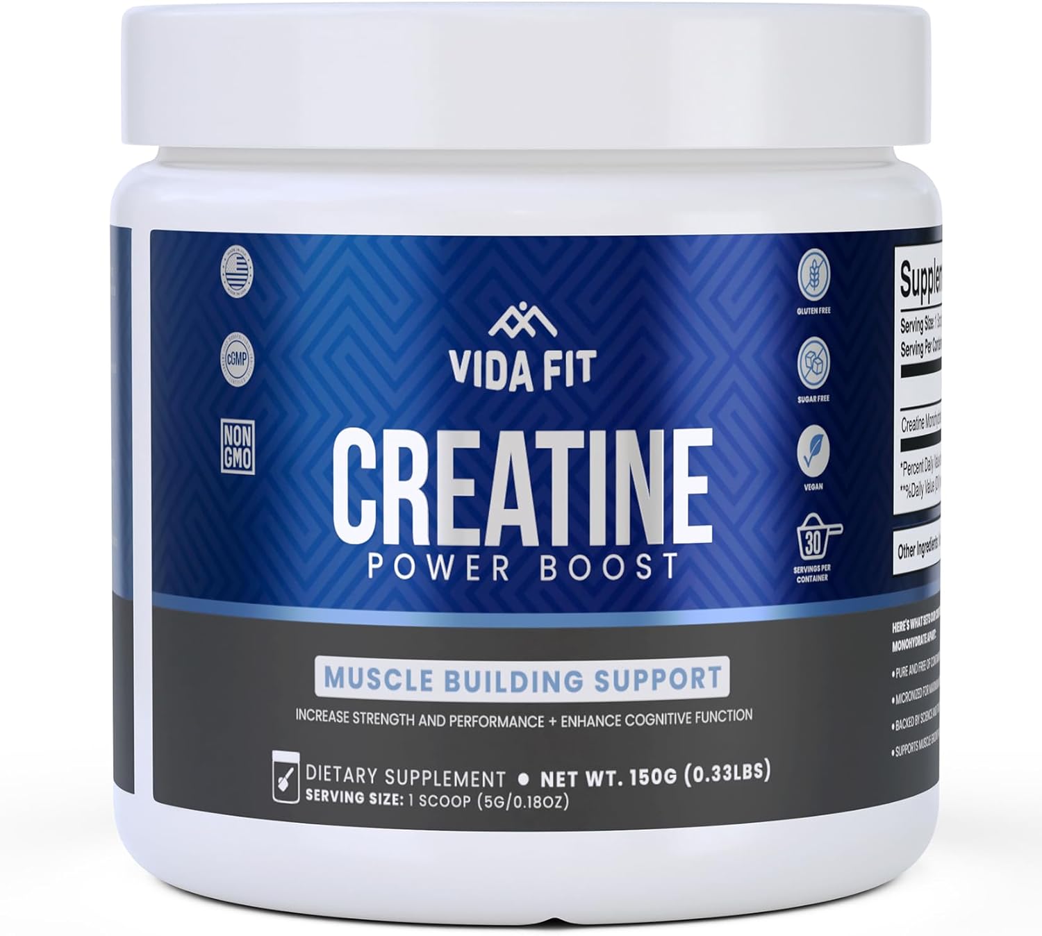 Amazon.com: Vida Fit Micronized Creatine Monohydrate Powder 150g Vegan ...