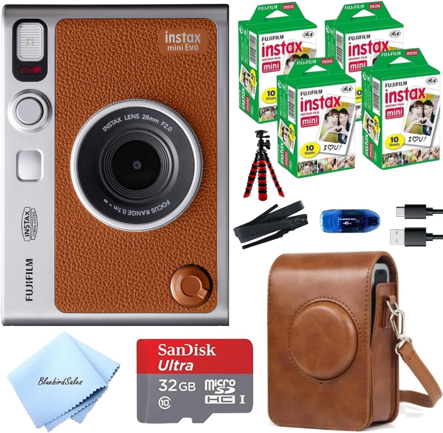 Amazon.com : FUJIFILM INSTAX Mini EVO Hybrid Instant Camera Brown ...