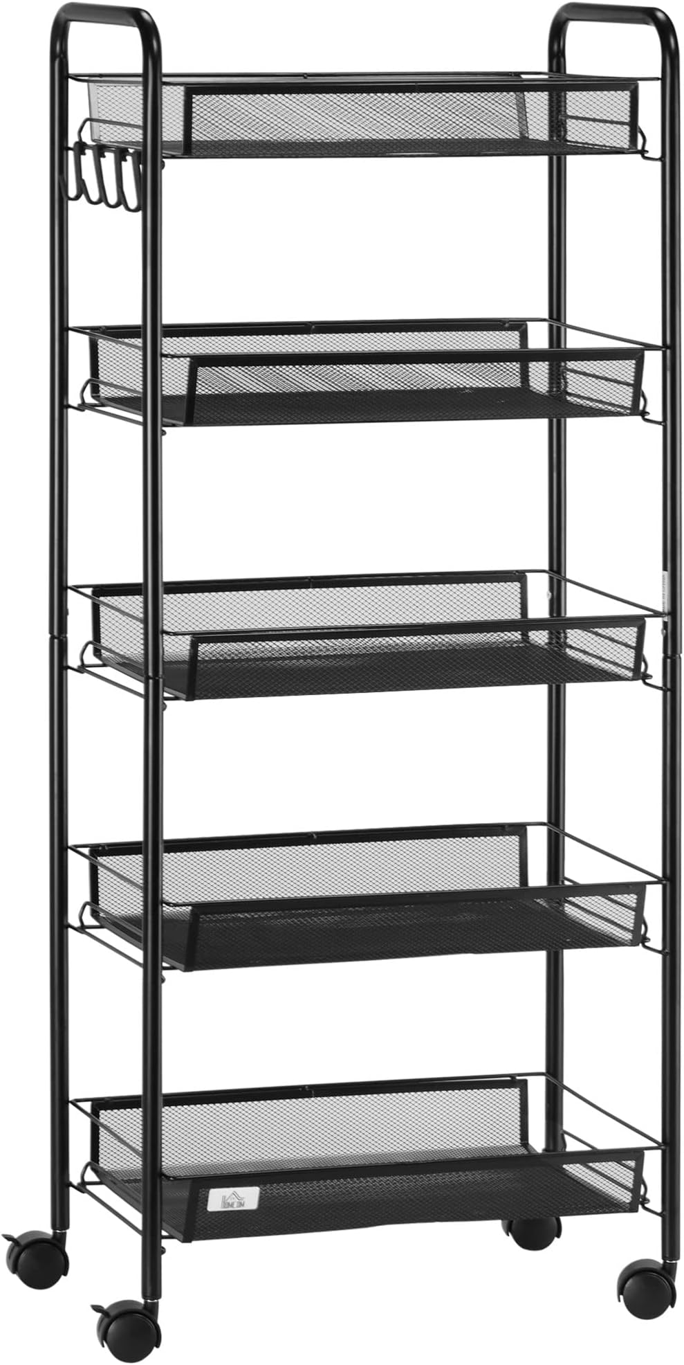 Amazon.com: HOMCOM 5 Tier Utility Rolling Cart, Metal Storage Cart ...