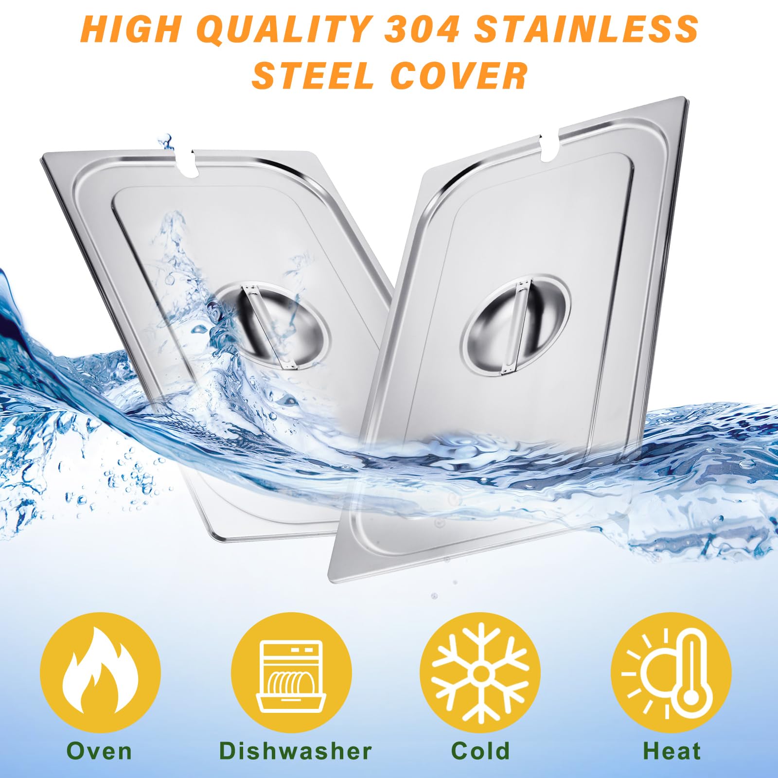 Zonon 8 Pack Steam Table Pan Covers Notched Hotel Pans Lids with ...