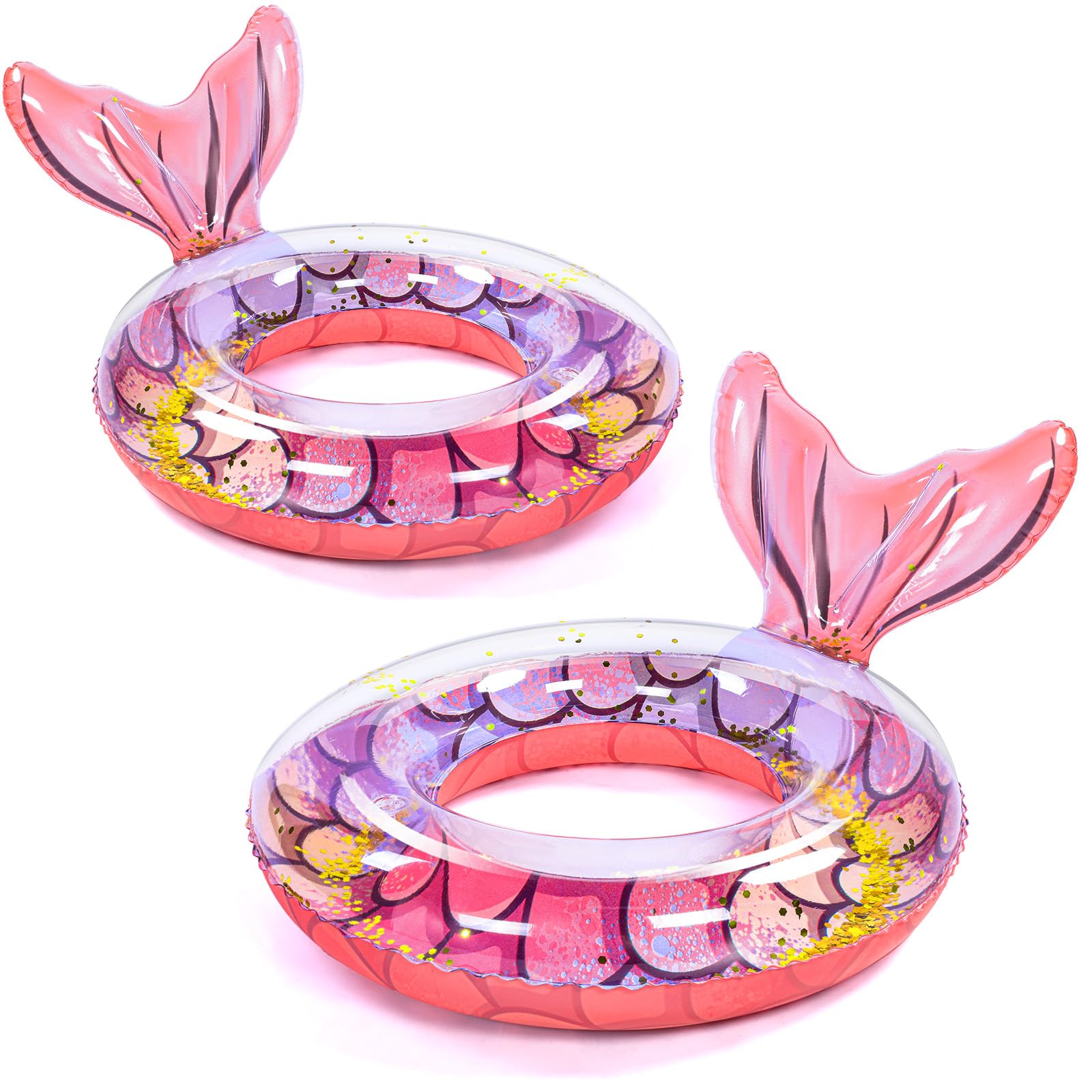 Amazon.com: Rotatingpals 2 Pack Mermaid Swimming Rings Inflatable ...