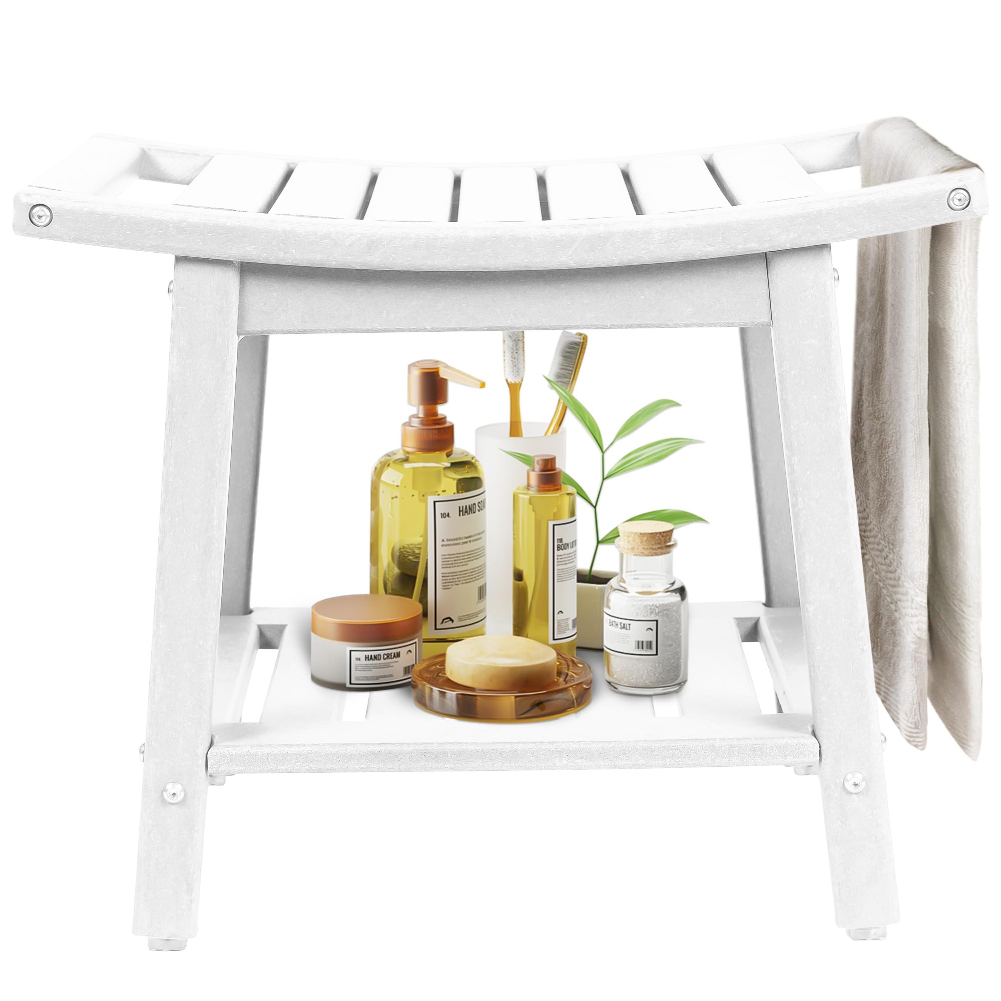 Amazon.com: BRIOPAWS Shower-Bench-Seat-Waterproof | White Shower Stool ...