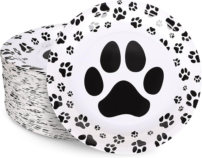 Amazon.com: Whaline 100Pcs Dog Paw Paper Plates Disposable Cute Pet Paw ...