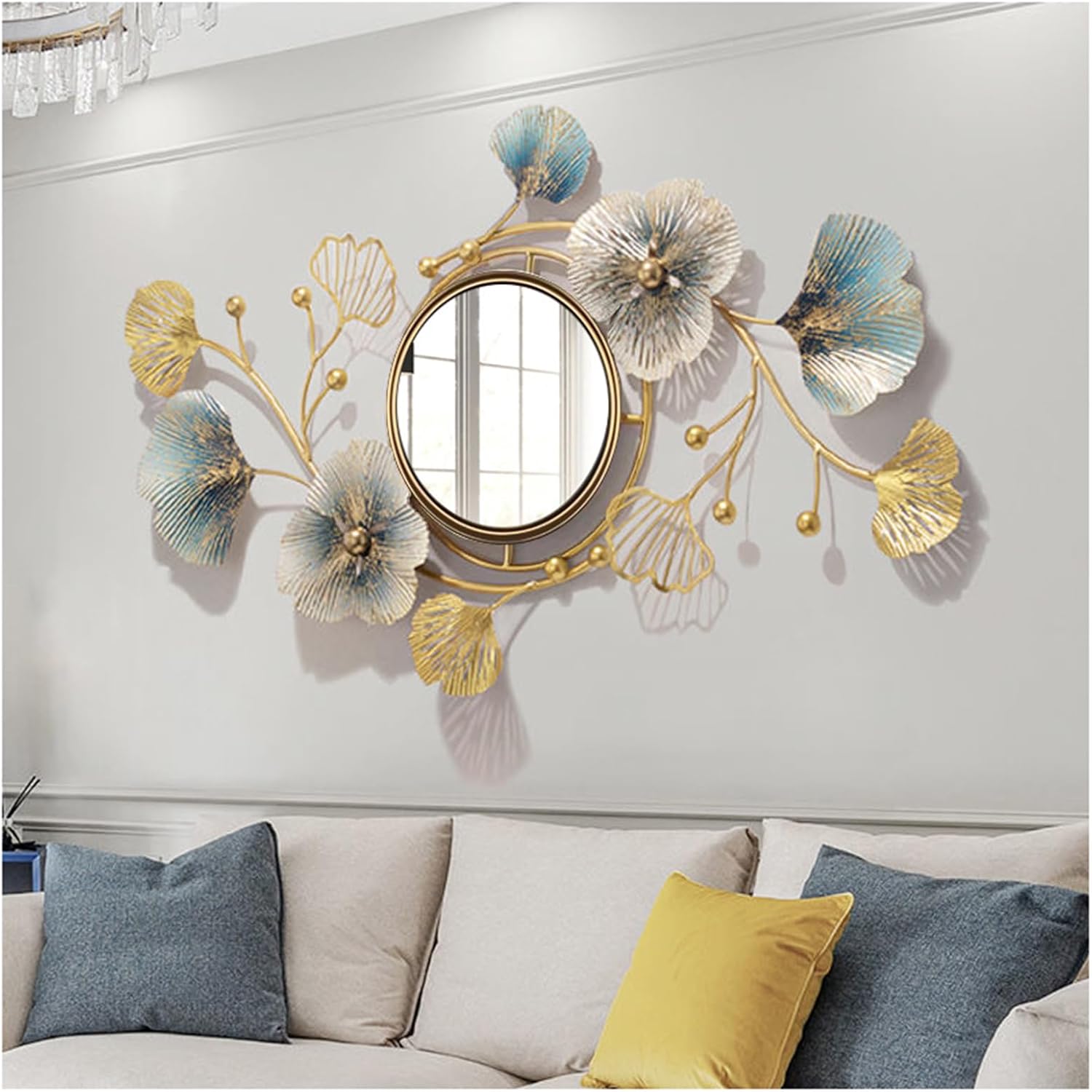 Hoernflk Metal Decorative Wall Mirrors for Living Room,Large Metal Wall ...