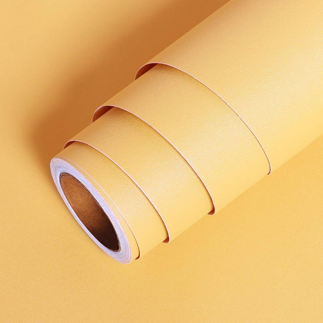 LACHEERY Solid Textured Wallpaper Stick and Peel Yellow Contact Paper ...