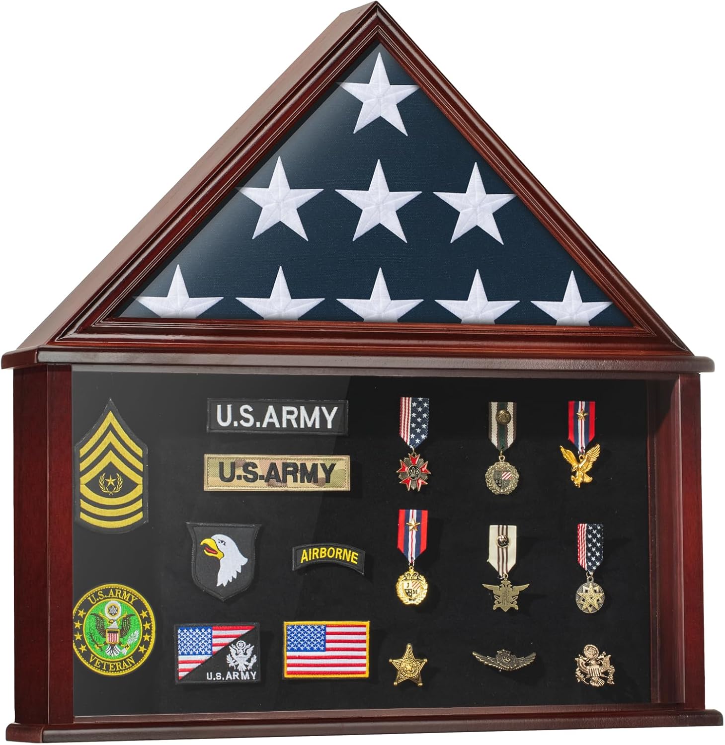 Amazon.com - Large Burial Flag Display Case Veteran Military Medal ...