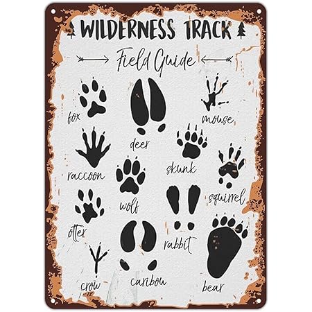 Animal Tracks Field Guide Sign Nursery Metal Tin Sign Rustic Animal ...