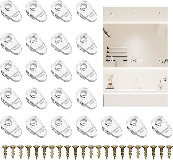 50 Pcs Mirror Fixing Brackets and 50 Pcs Screws Mirror Clips Mirror ...