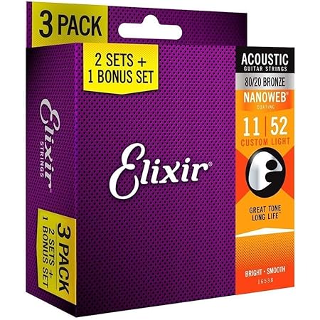 Elixir Cordes 16544 Cordes pour guitare acoustique Bronze phosphoreux ...