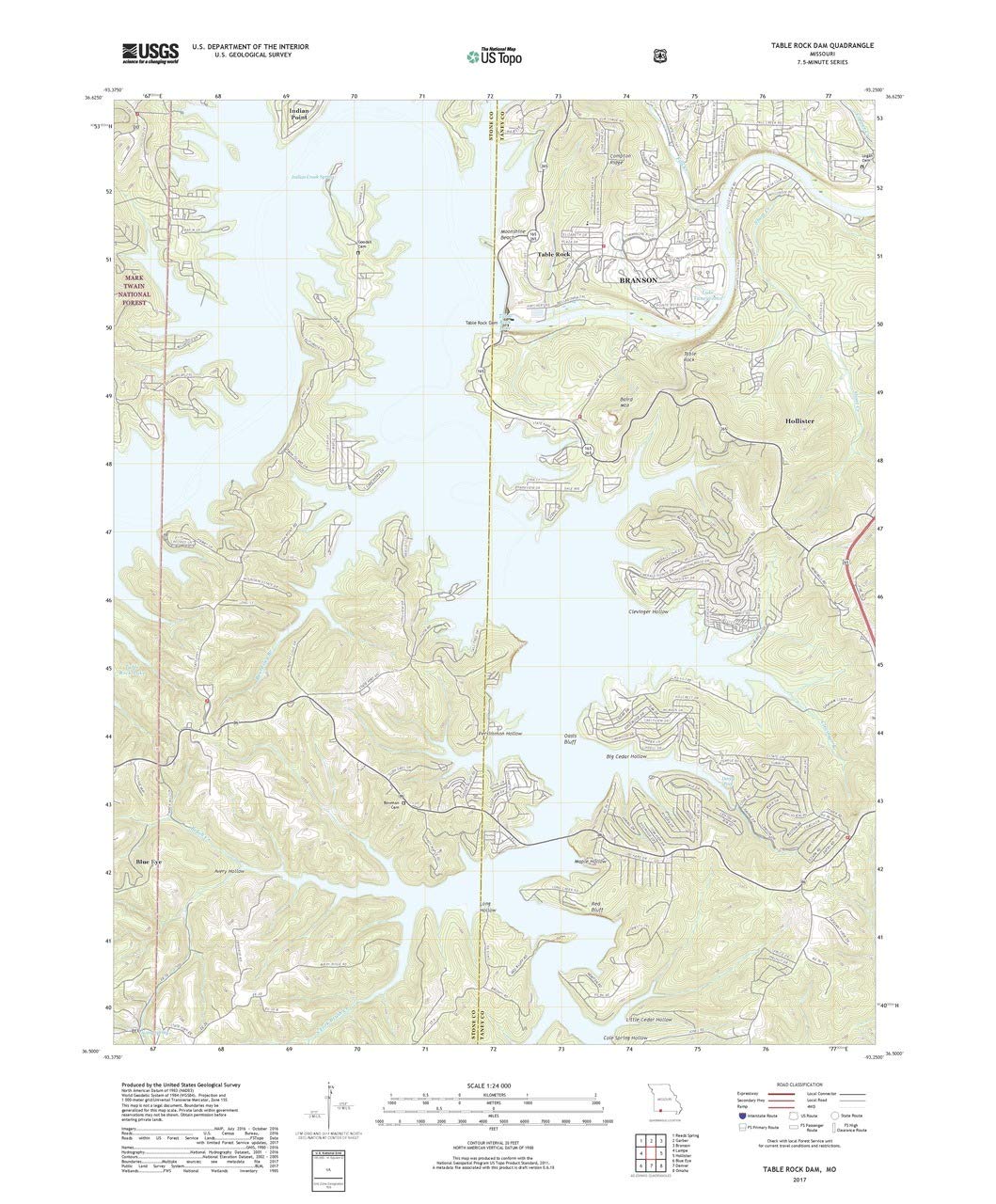 Table Rock Lake Contour Map Carroll 20.19 Midwest Land Group