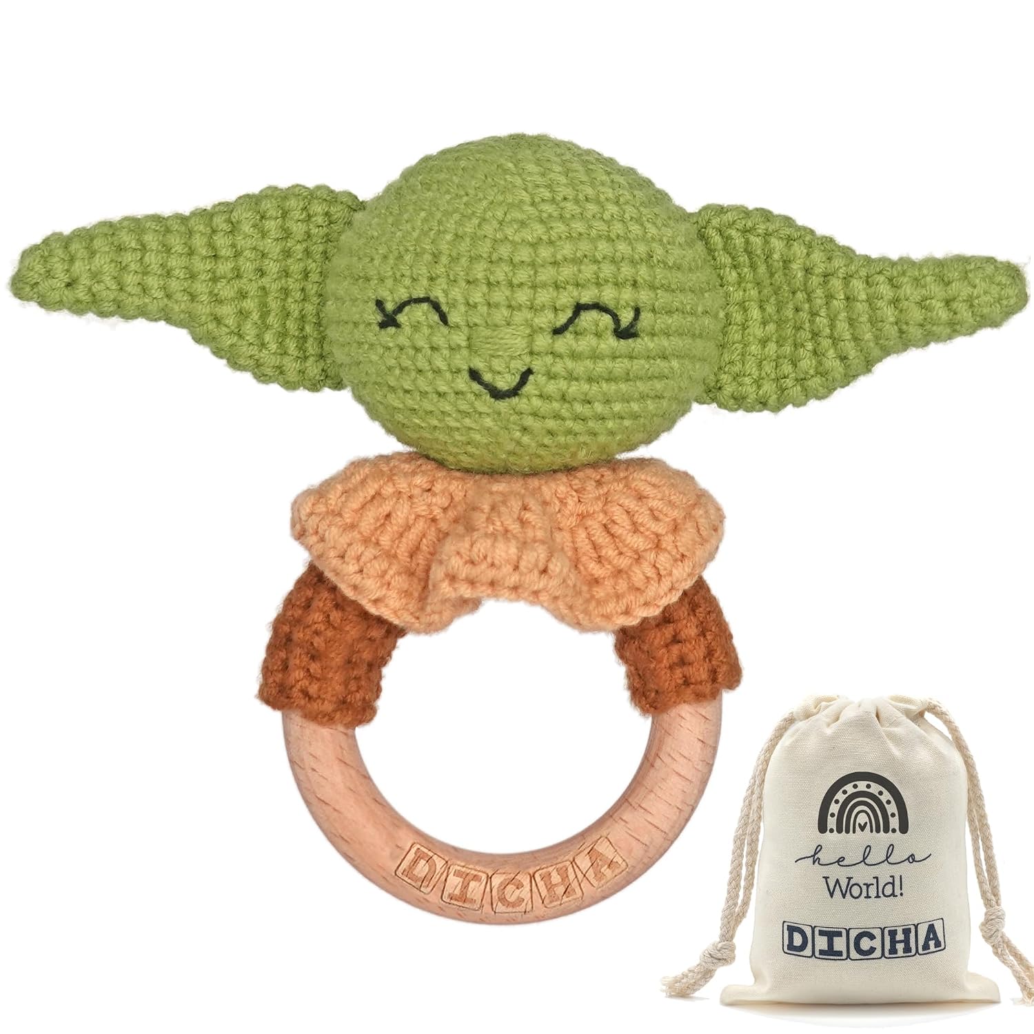 Amazon.com : DICHA Wooden Baby Rattle-Crochet Baby Rattle- Infant ...